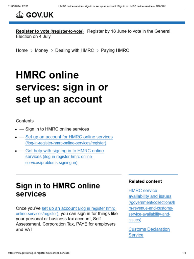HMRC Online Services - Sign in or Set Up An Account - Sign in To HMRC ...