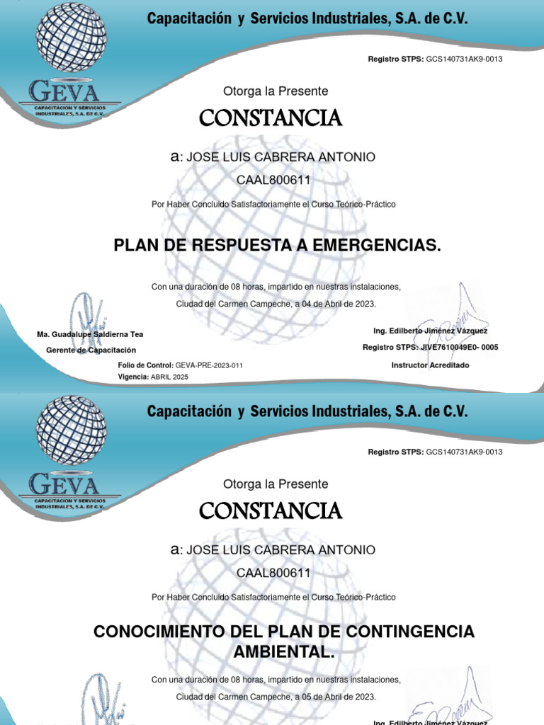 Constancias SSPA GEVA | PDF