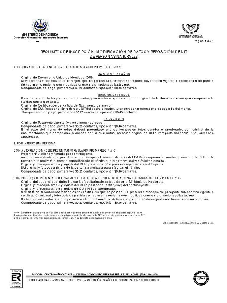 Requisitos - Personas Naturales NIT 20090311 | PDF | Pasaporte | Certificado de nacimiento