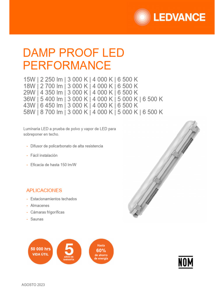 Luminarias LEDVANCE Damp Proof | PDF | Diodo emisor de luz | Ingenieria ...