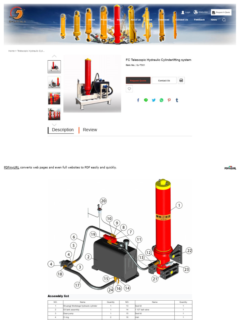 Telescopic Hydraulic Cylinderlifting System | Download Free PDF | Pump ...