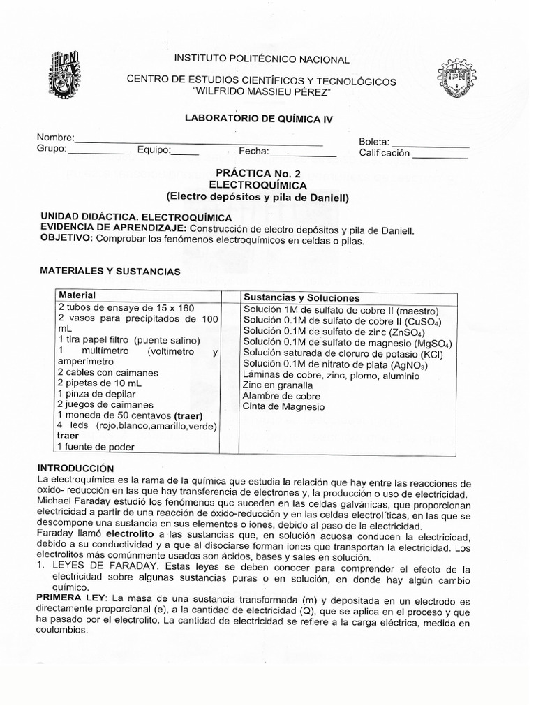 Practica2 ELECTROQU-MICA | PDF