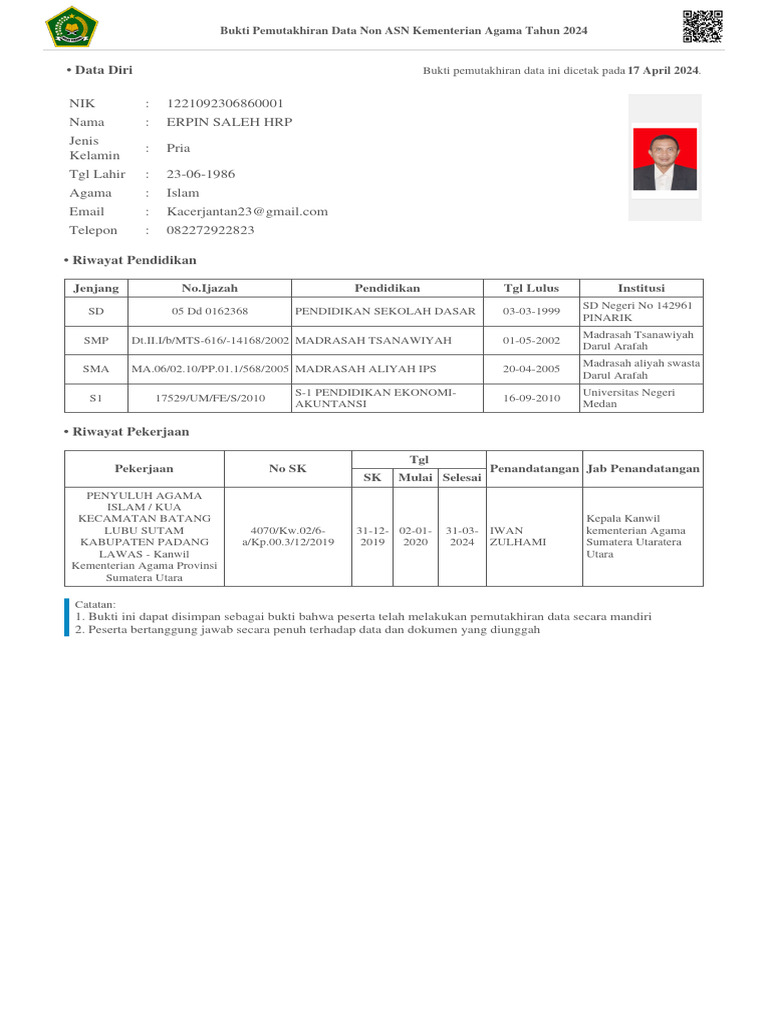 Bukti Pemutakhiran Data | PDF