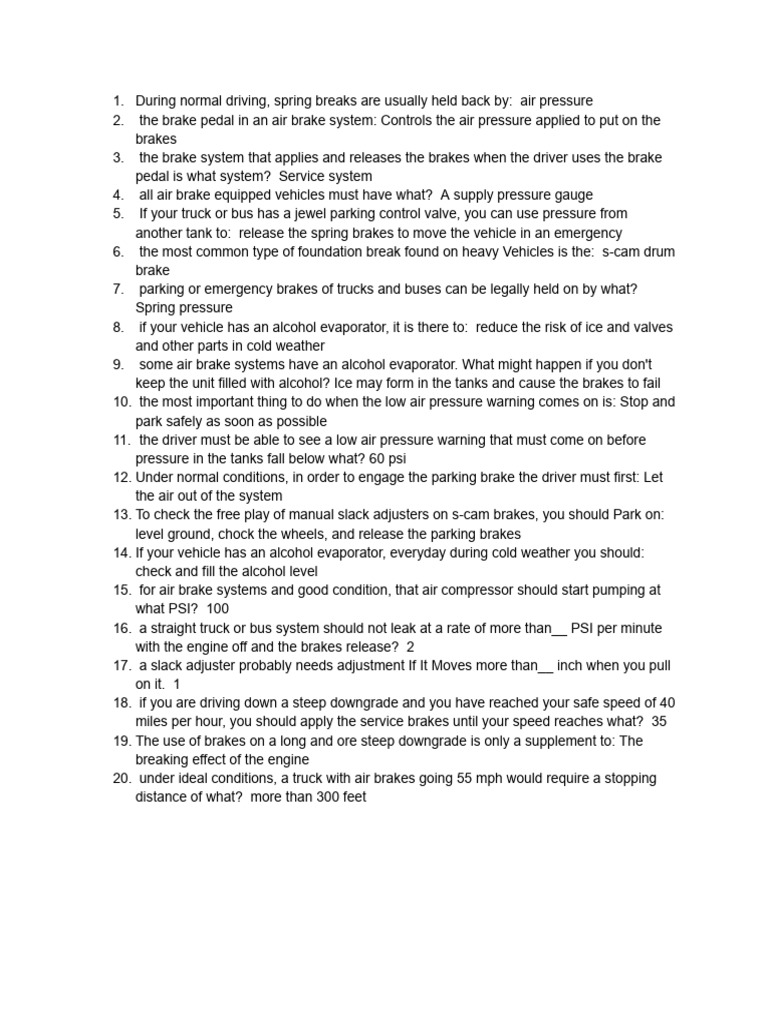 Air Brakes Test | PDF | Brake | Mechanical Engineering