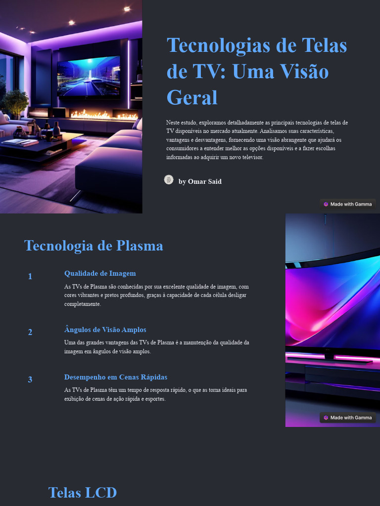 Tecnologias de Telas de TV Uma Visao Geral | PDF | Display Technology Ltd.