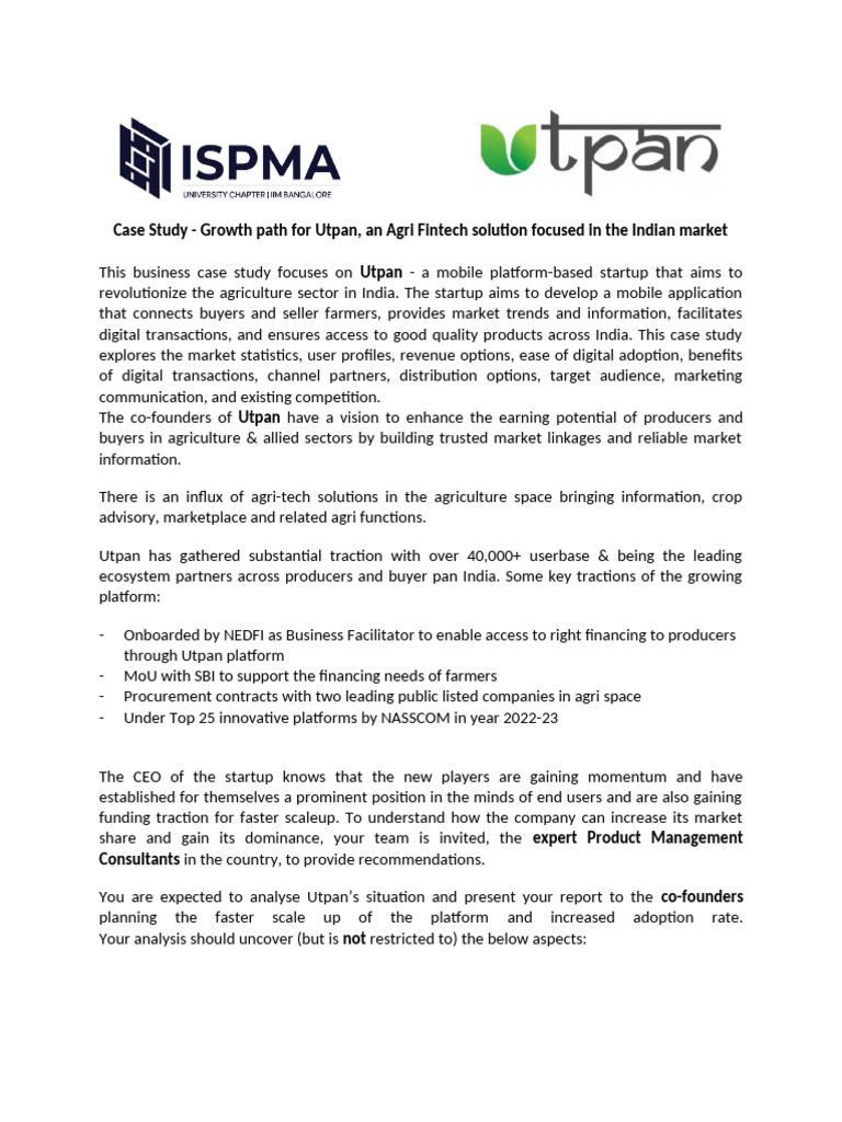 65bfa742589e5 Utpan Case Study | PDF | Market (Economics) | Procurement