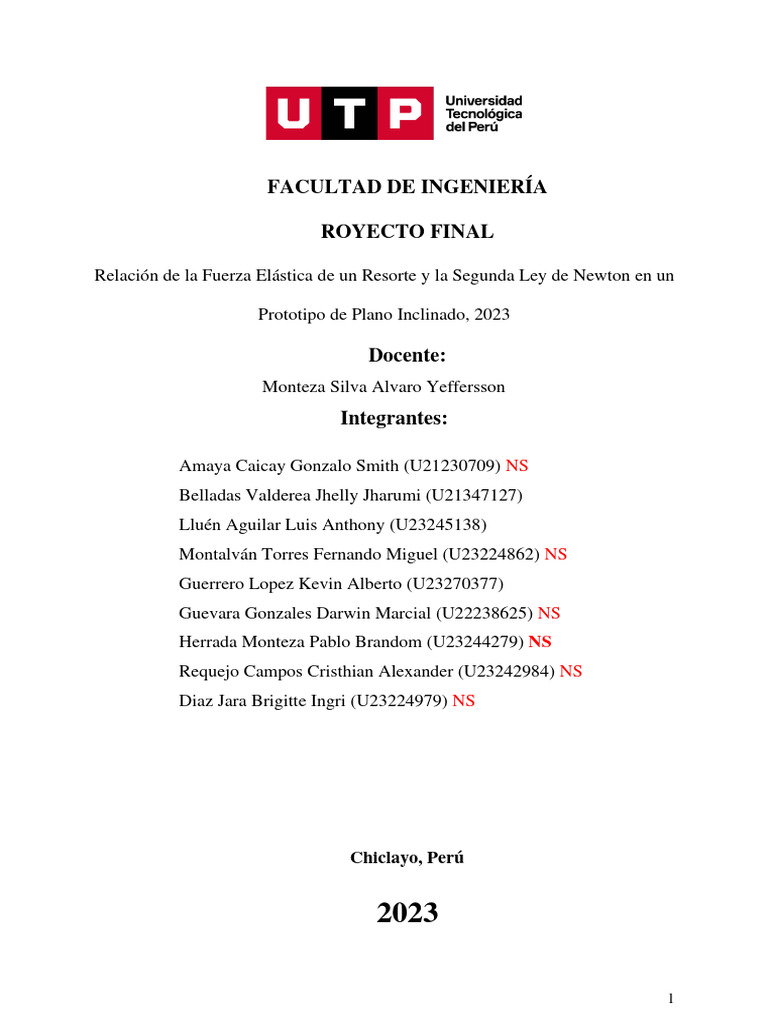 Ejemplo de Realización de Proyecto UTP | PDF | Fuerza | Peso