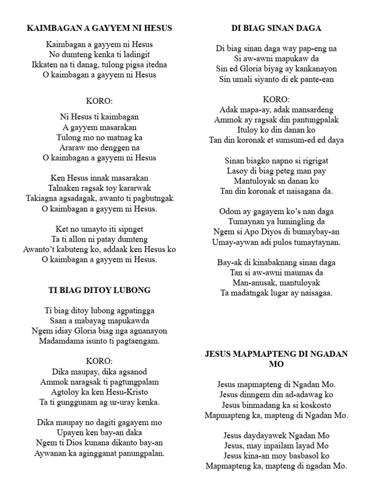 Kaimbagan A Gayyem Ni Hesus | PDF