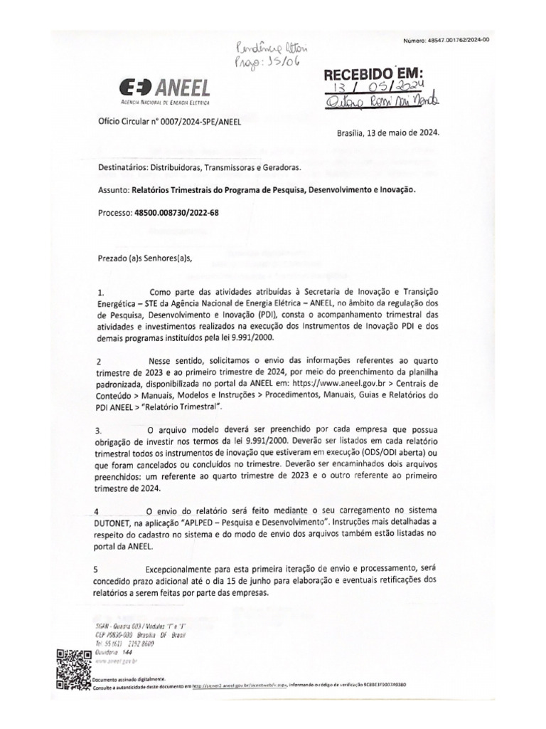 Ofício Circular #0007-2024-Spe-Aneel | PDF Ofício Circular #0007-2024-Spe-Aneel | PDF