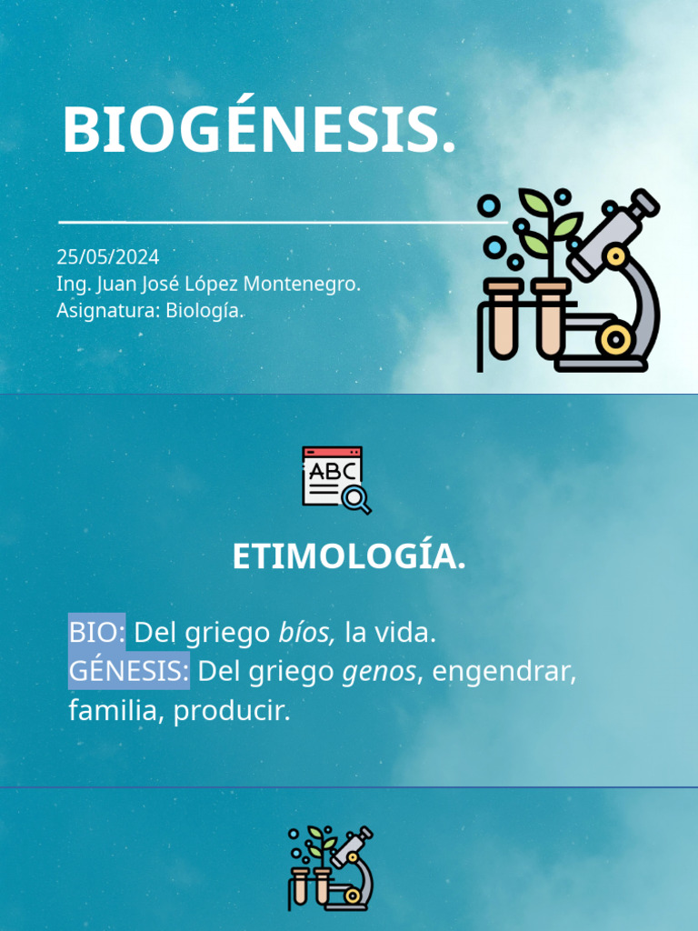 Presentación sobre la Biogénesis (Editable) | PDF | Biología | Naturaleza