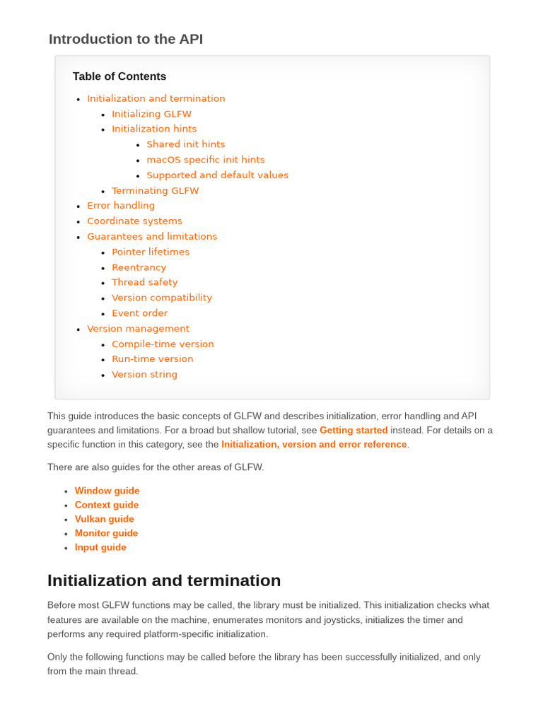 GLFW - Introduction To The API | PDF | Callback (Computer Programming) | Cursor (User Interface)