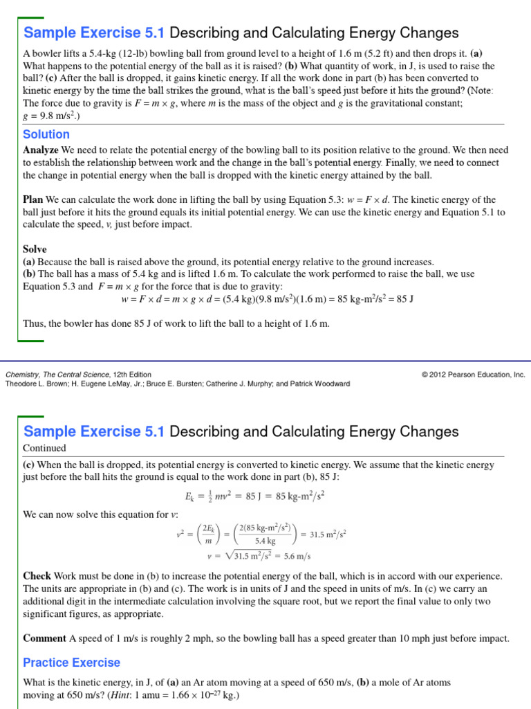 Chapter 5 Worked Examples | PDF | Potential Energy | Mole (Unit)