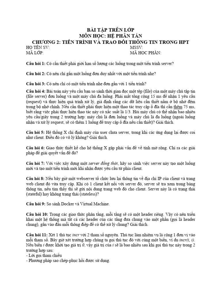 BTLT Ch2 Tientrinh TDTT Vie | PDF