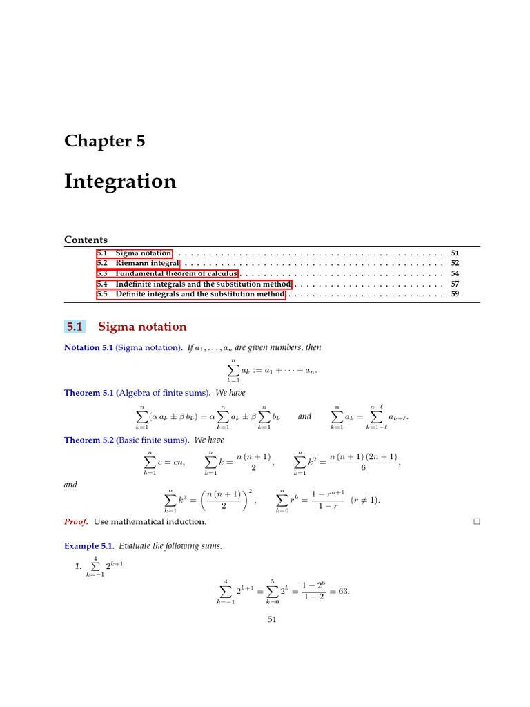 Ch5 Integration | PDF | Integral | Summation