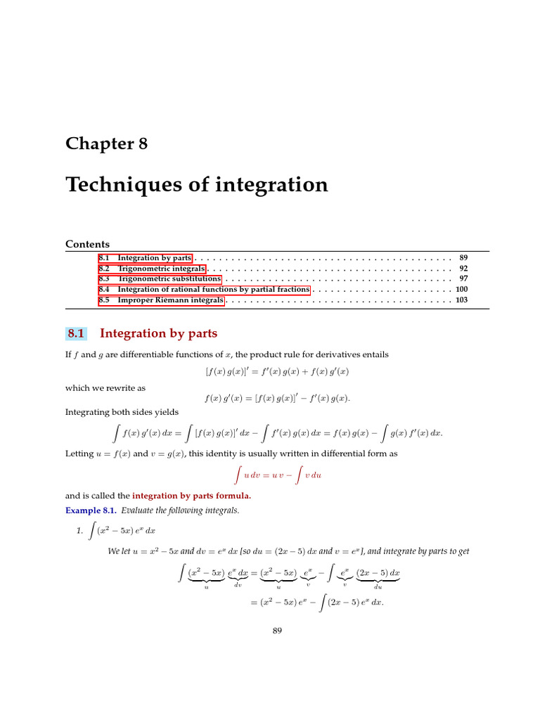 Ch8 TechniquesofIntegration | PDF | Trigonometric Functions | Trigonometry