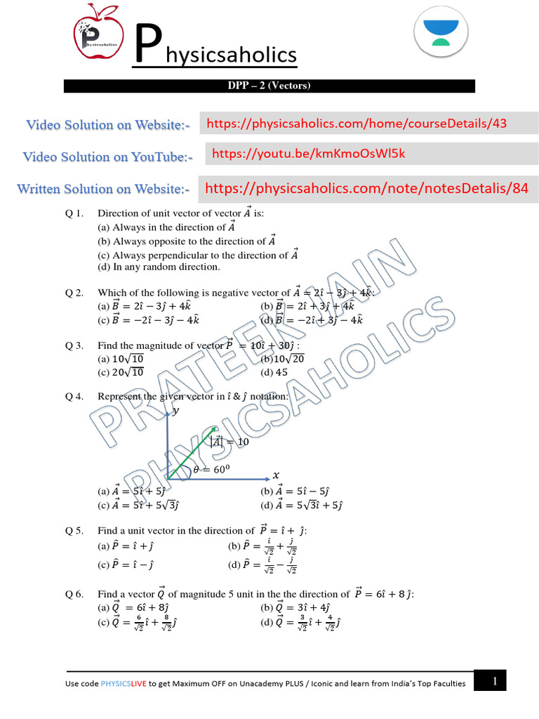 Uploads1655278050DPP 2 Vectors | Download Free PDF | Euclidean Vector | Algebra