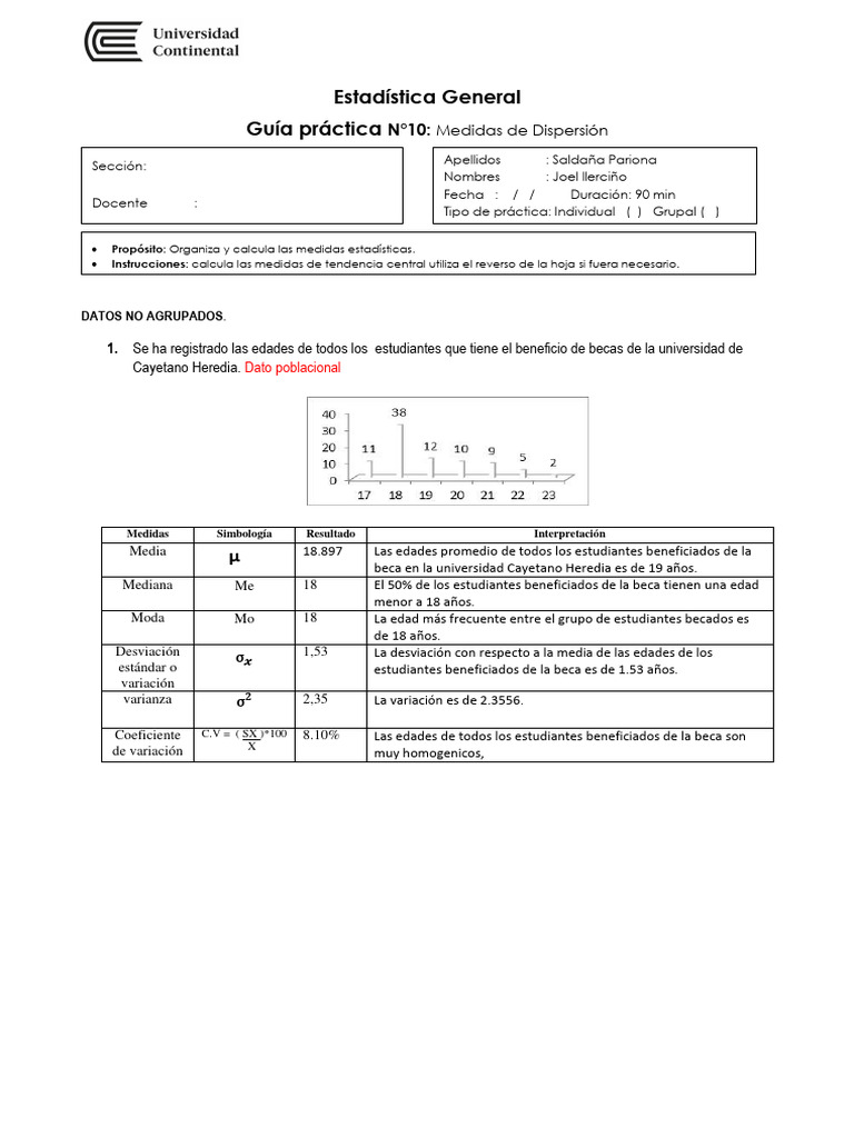 Semana 10 Guía Práctica 10 - Ejercicios | PDF | Mediana | Desviación Estándar