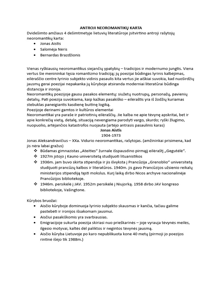 Jonas Aistis | PDF