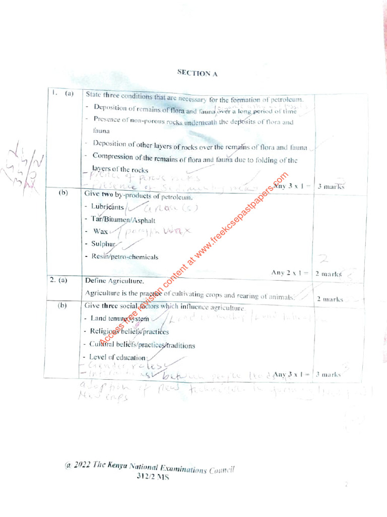 2022 KCSE Geography Paper 2 Questions Answers | PDF