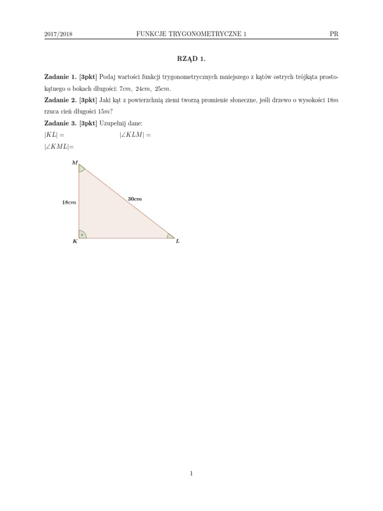 K6 1 Trygonometria Wstep | PDF