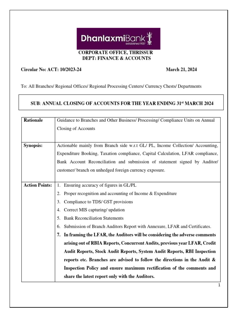 Annual Accounts Closing Guidelines 2024 | PDF | Audit | Hedge (Finance)