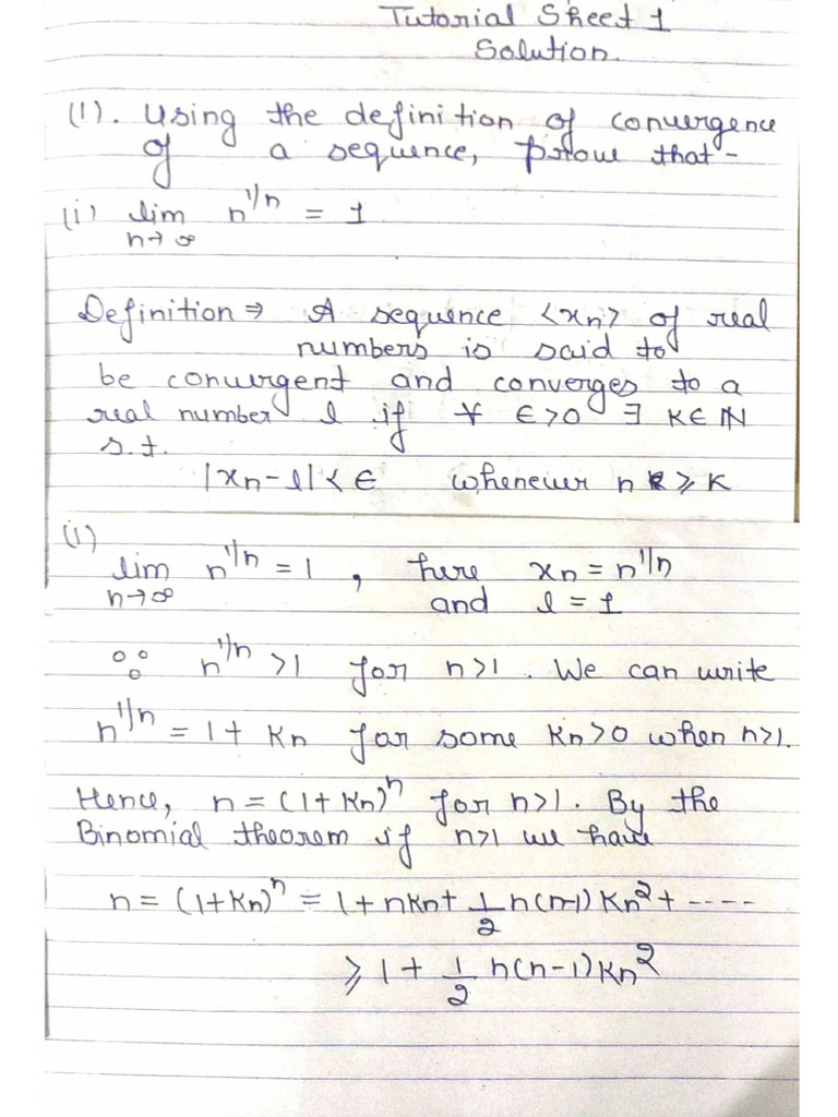 Tutorial Sheet 1 Solution | PDF