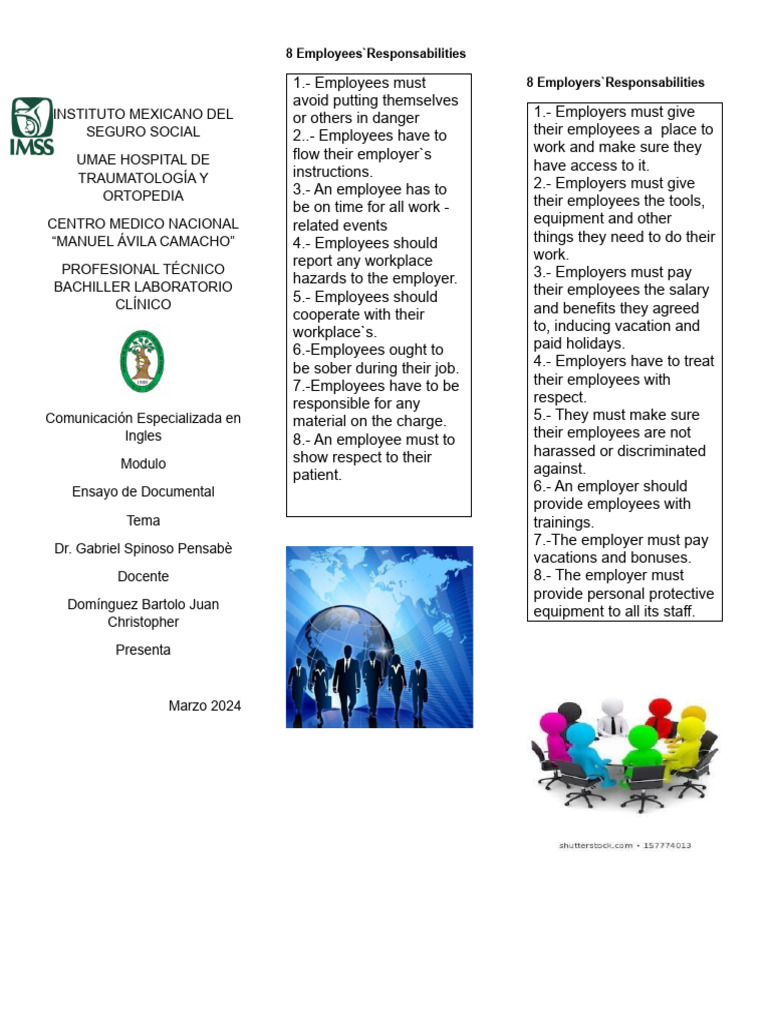 Triptico Ingles - Dominguez Bartolo Juan Christopher | PDF | Employment | Labor