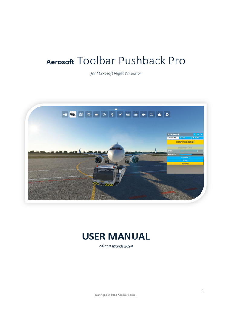 User Manual - Aerosoft Toolbar Pushback Pro - March 2024 | PDF | Boolean Data Type | Computing
