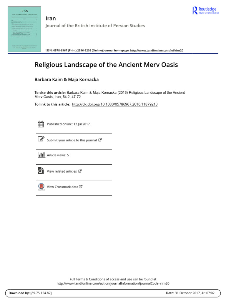Religious Landscape of The Ancient Merv | PDF | History