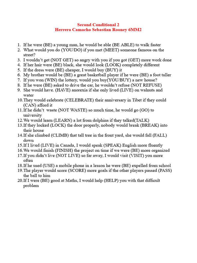 Understanding the Second Conditional | PDF