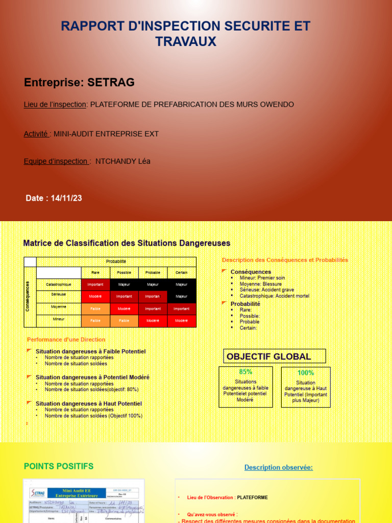 Rapport D'inspection Plateforme 14 Novembre 23 ENTREPRISE EXT | PDF