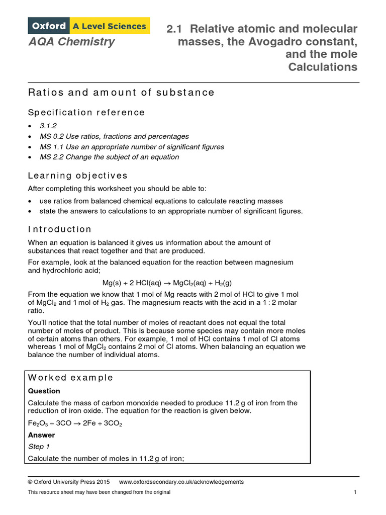 Oxo ACheQ 0201 cs02 Xxaann | PDF | Mole (Unit) | Chemical Reactions