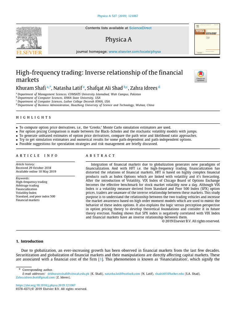High-Frequency Trading Inverse Relationship of The Financial Markets ...