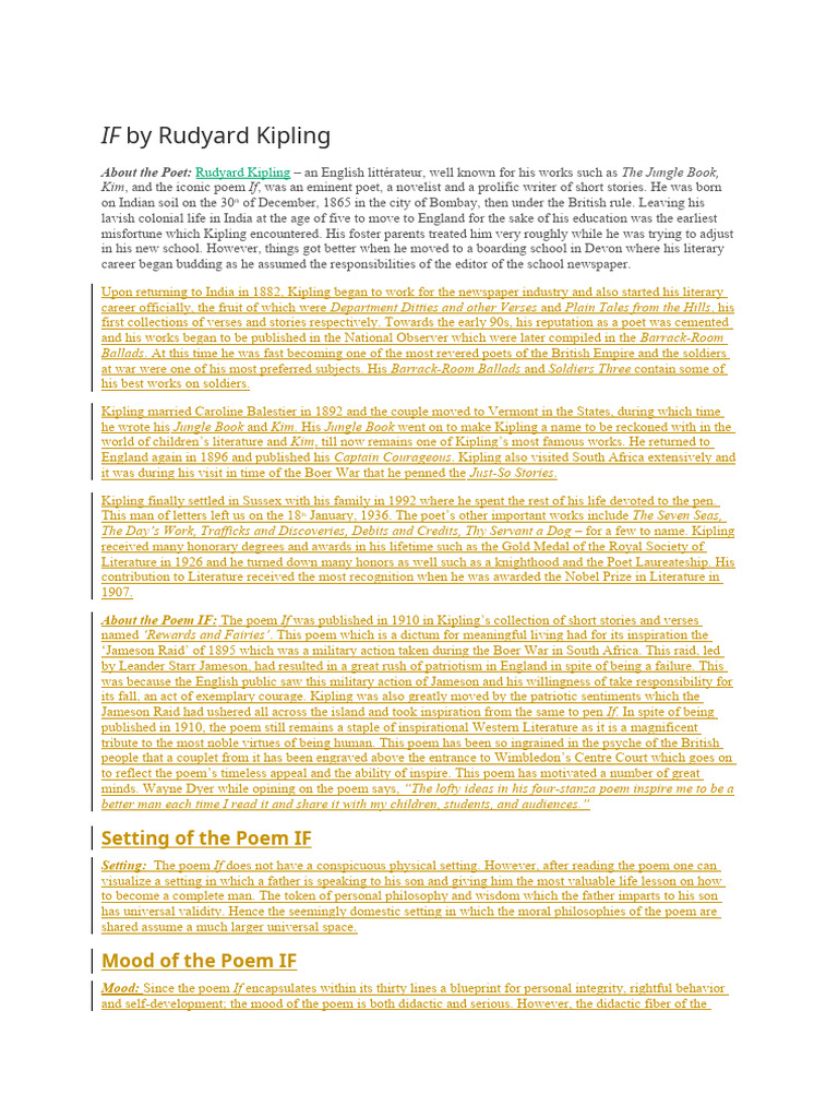 If by Rudyard Kipling | Download Free PDF | Poetry | Rudyard Kipling