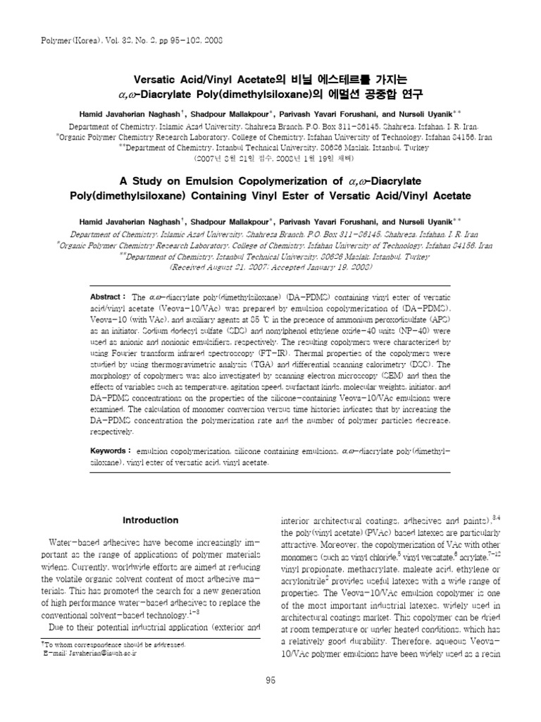 A Study On Emulsion Copolymerization of Alfa and Omega Diacrylate Poly ...