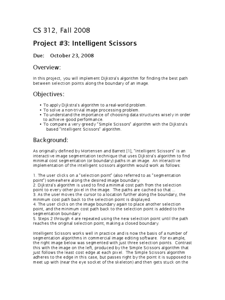 CS 312 Project 3: Intelligent Scissors | Download Free PDF | Image Segmentation | Theoretical ...