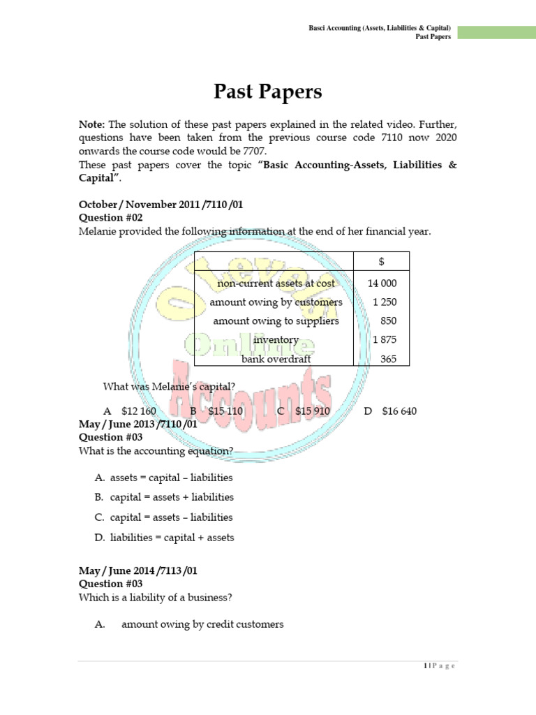 3e Basic Principles ALC Past Papers 2011 2015 | PDF | Banks | Liability ...