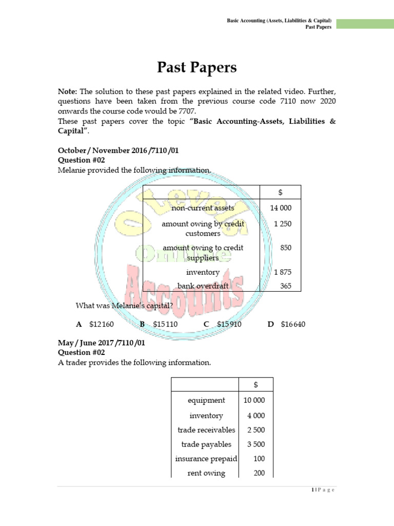 3f Basic Principles ALC Past Papers 2016 2020 | PDF | Liability ...