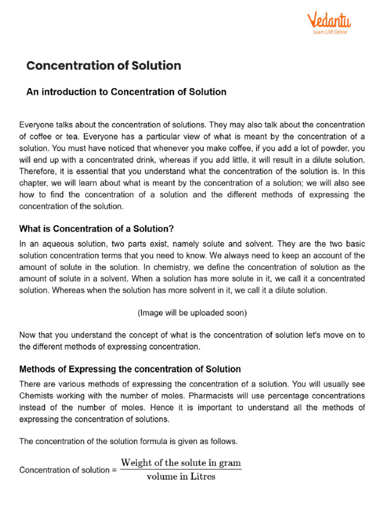 Concentration of Solution | PDF