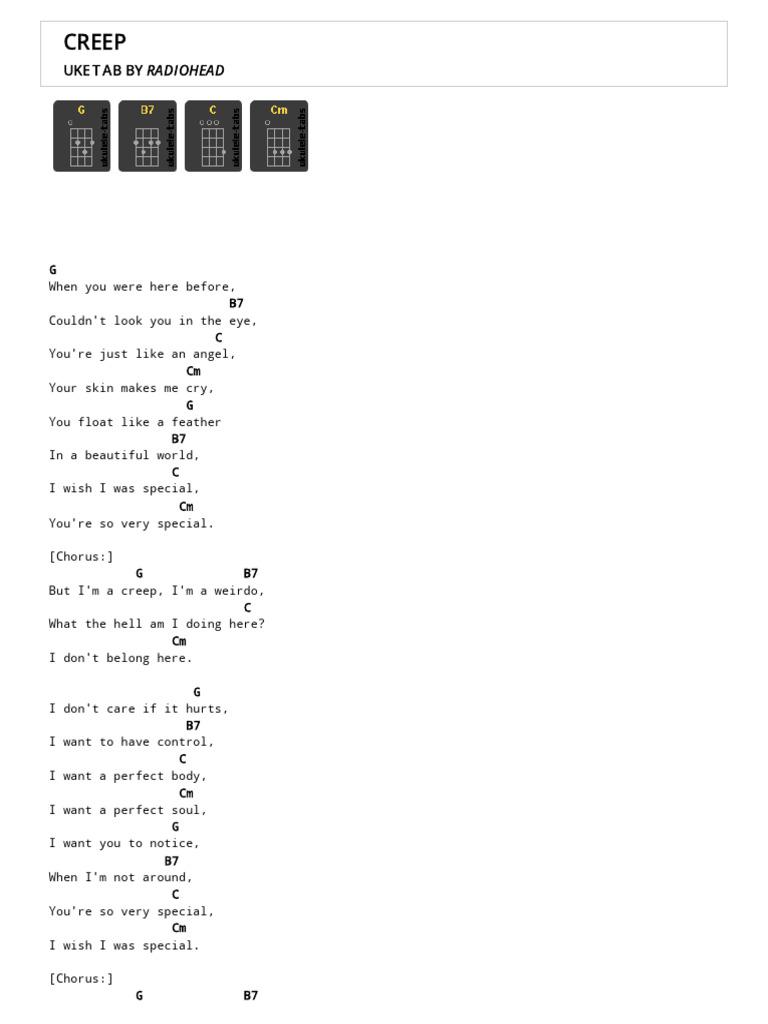 Ukulele Tabs for "Creep" | PDF