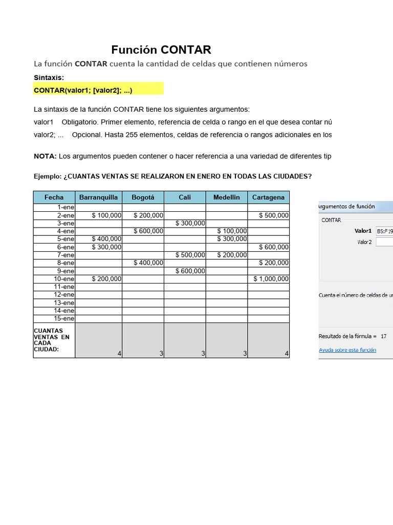 1 Ejercicio Funciones Contar Sumarsi1.NELSON | Descargar gratis PDF | Función (Matemáticas)