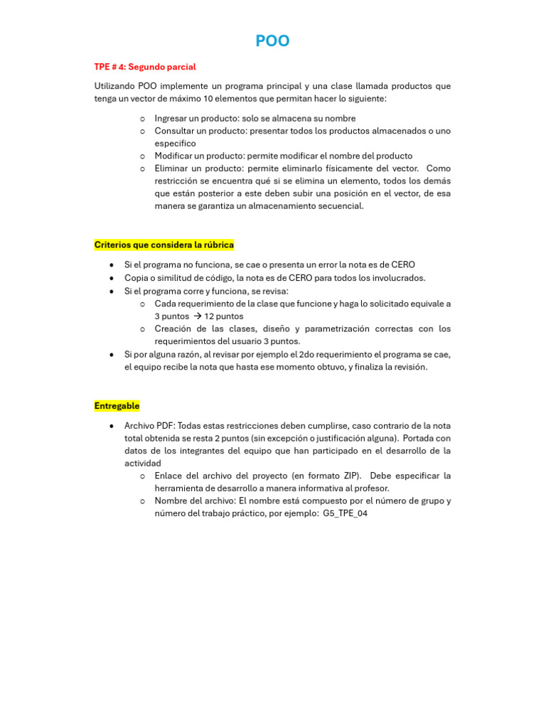 TPE # 4: Segundo Parcial | PDF