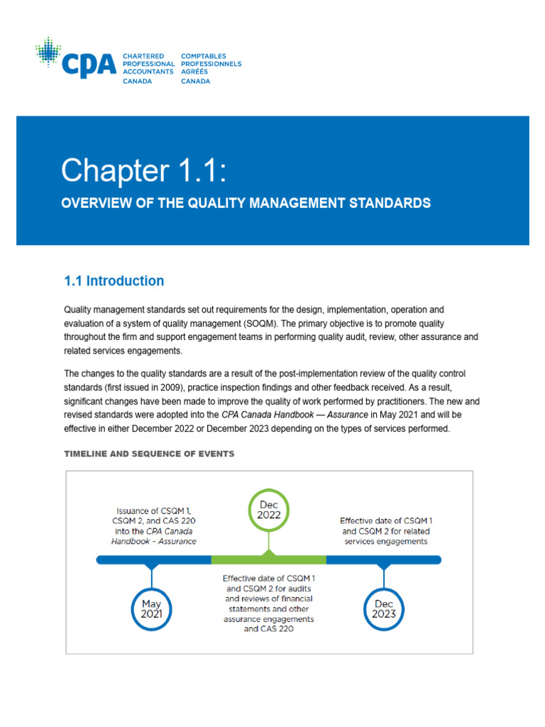 Overview of The Quality Management Standards: Timeline and Sequence of Events | PDF | Audit | Risk