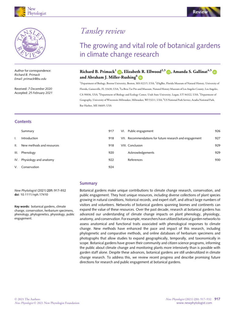 The Growing and Vital Role of Botanical Gardens in | PDF | Botany | Leaf