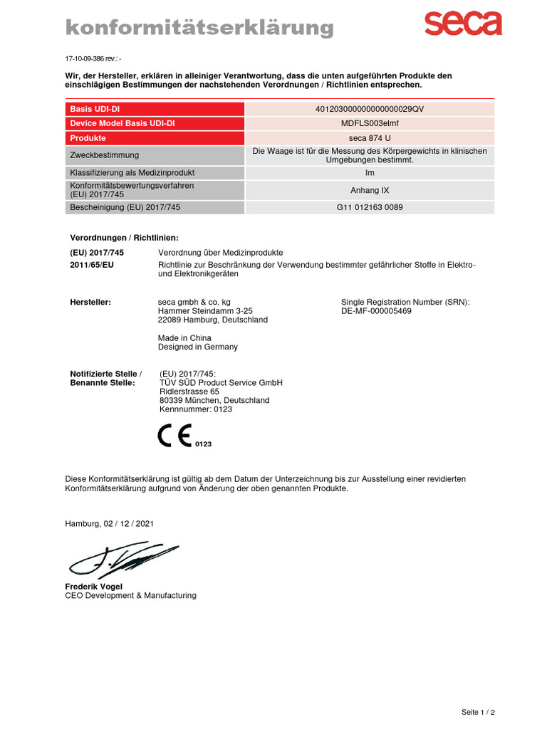 Seca Dec 874u de en | PDF