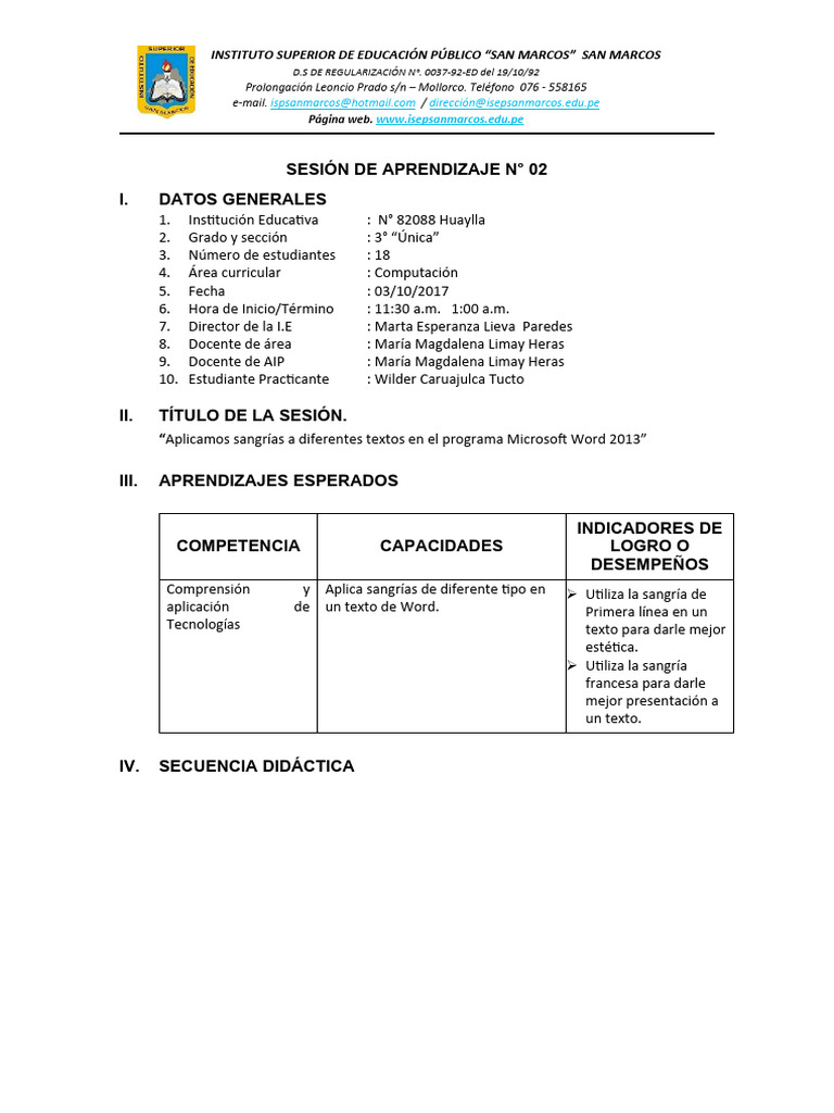 Sesión de Aprendizaje #2 | PDF | Maestros