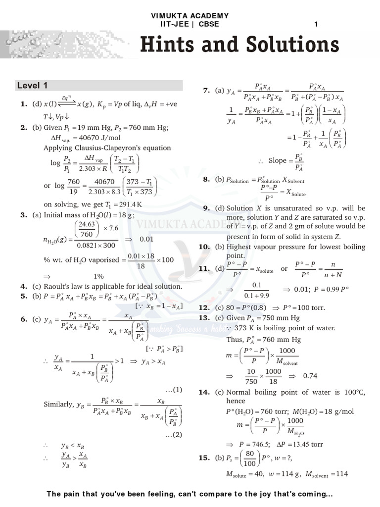 Liquid Solutions - Assign Solutions | PDF | Scientific Phenomena | Chemical Engineering