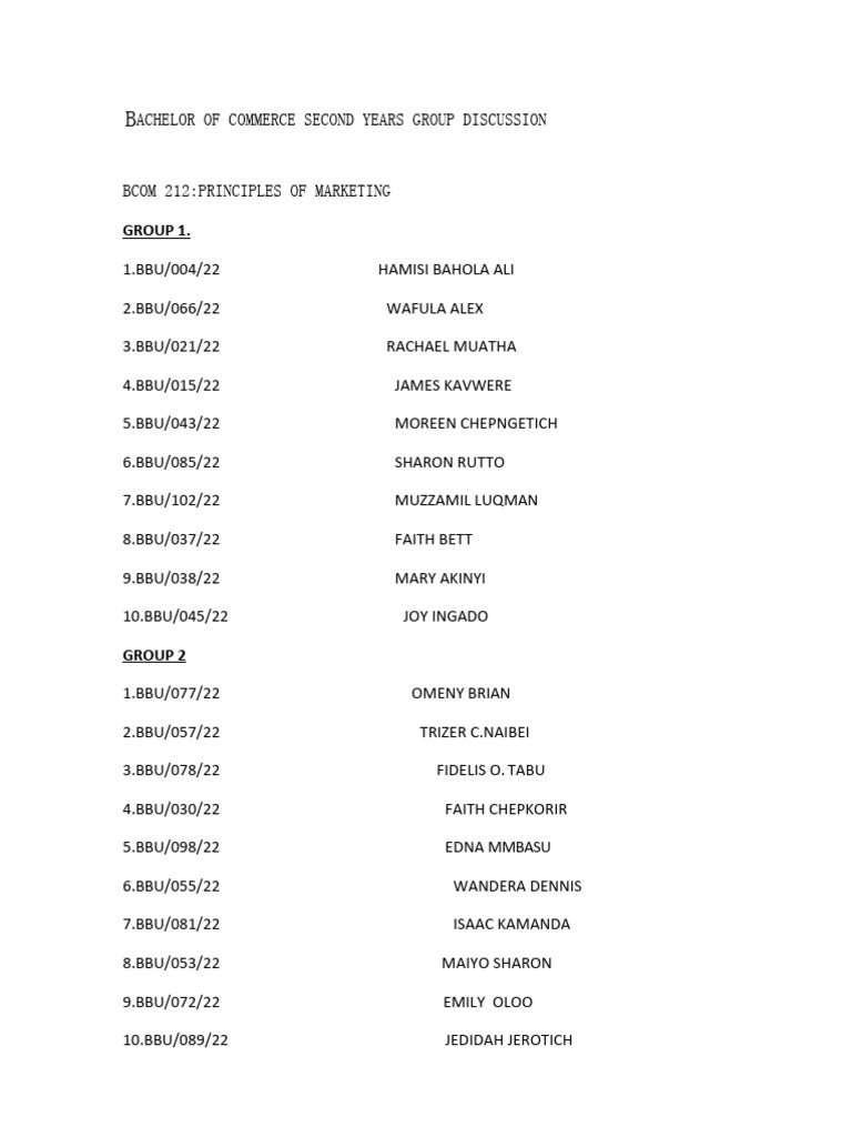 BCom Group Discussion Participants List | PDF | Sports & Recreation