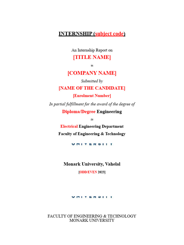 Internship : Subject Code | PDF