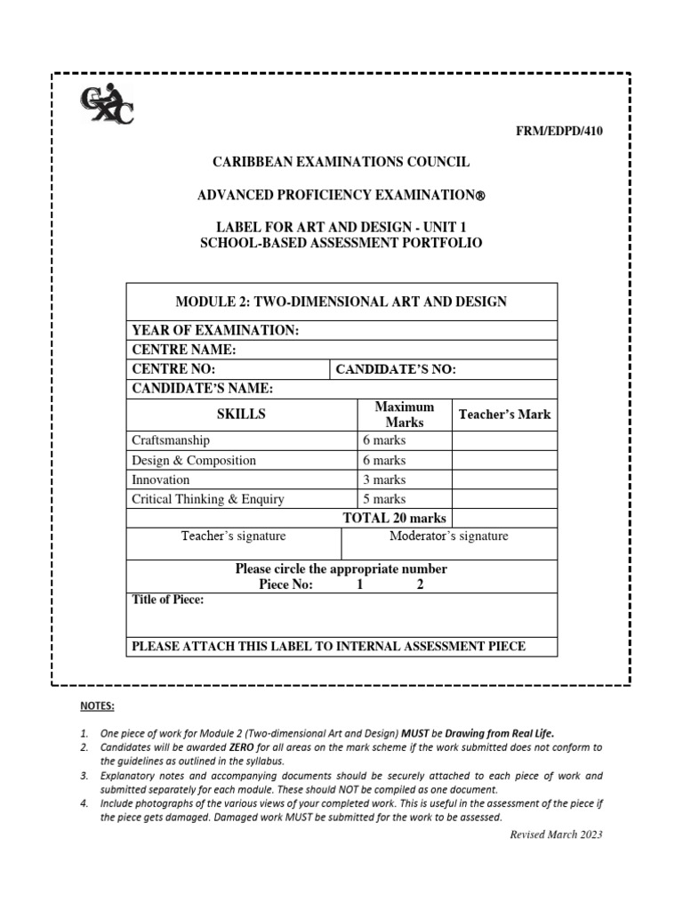 Art and Design Assessment Label | PDF
